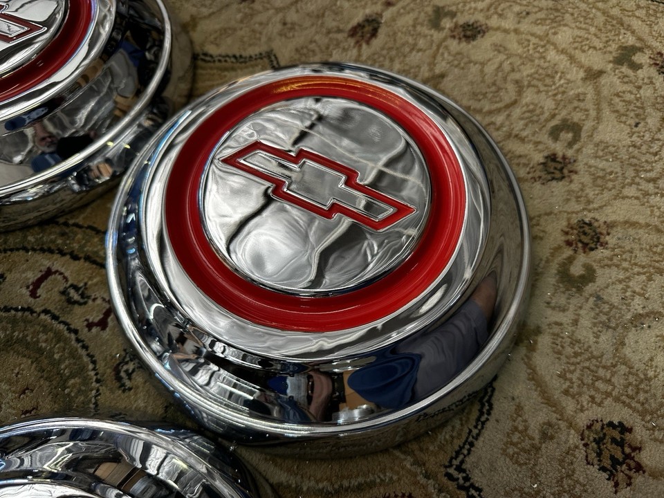 4-VINTAGE 1967-68 CHEVY TRUCK C10 CHROME DOG DISH POVERTY HUBCAPS ...