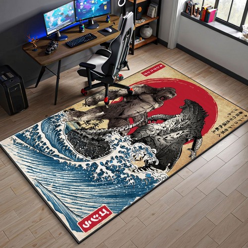 Godzilla vs King Kong Rug Japanese Wave Style Otaku Gamer Room Movie ...