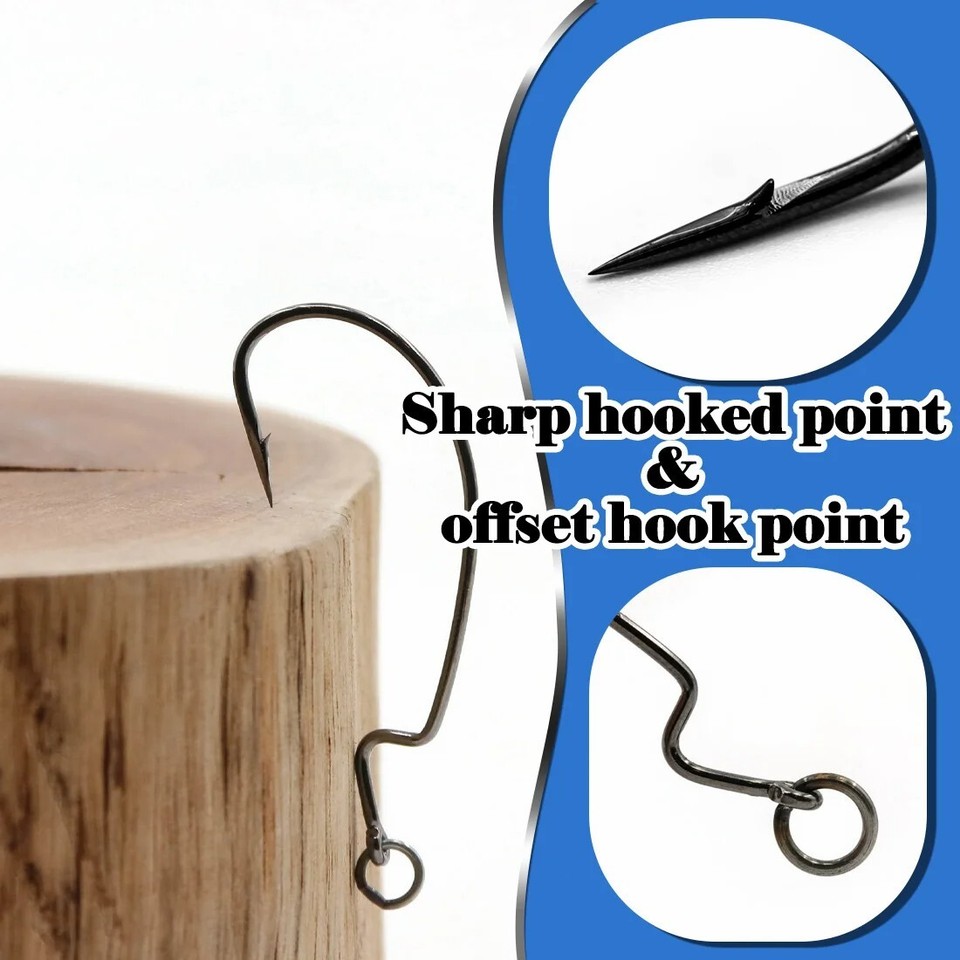 50Pcs Ewg Hooks with Solid Ring Wide-Gap Worm Offset Hook Bass Texas ...