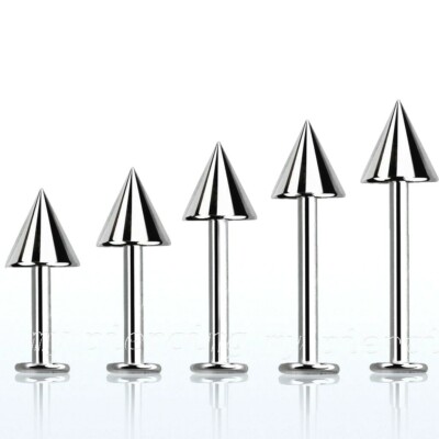 14G 316L Surgical Steel Chin Labret with 5x5mm Spike Top 1/4" to 1/2 ...