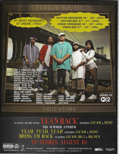 Fat Joe TERROR SQUAD Vintage Lean 2004 PROMO TRADE AD Poster for true ...