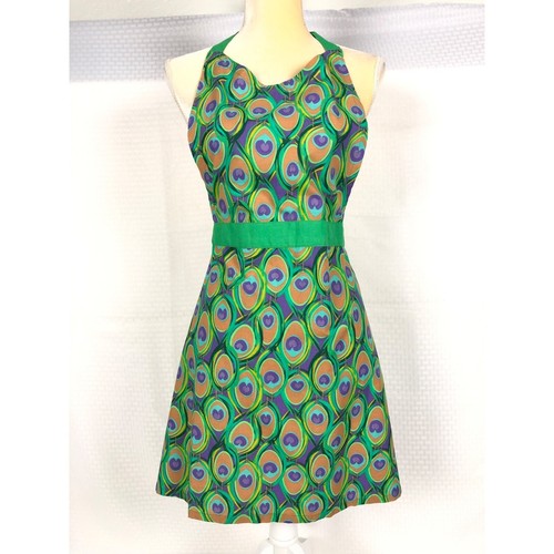 Pier 1 Imports Full Apron Green Blue Peacock Feather Pattern Cotton | eBay