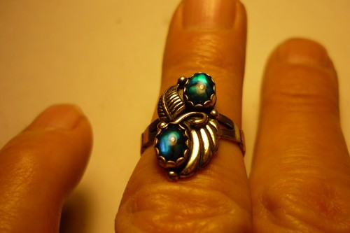 LADIES S DAKOTA PAUA SHELL NATIVE STERLING RING SIZE 5.5 WEIGHS 3.7 ...