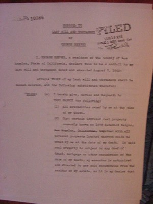 RARE SUPERMAN GEORGE REEVES FIRST CODICIL LAST WILL AND TESTAMENT | eBay