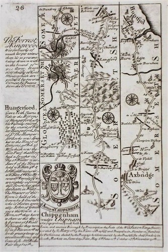 OLD ANTIQUE ROAD MAP BRISTOL AXBRIDGE by OWEN BOWEN c1740 MARLBOROUGH ...