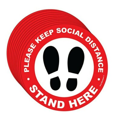 10 Pack 11" Social Distancing Floor Decals Stickers PLEASE KEEP SOCIAL ...
