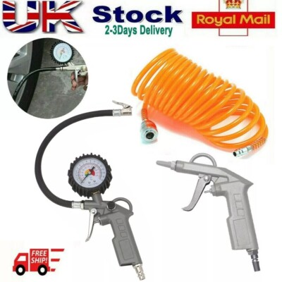 3 Pcs Air Compressor Recoil Hose Line Tool Car Tyre Inflator Duster Gun ...