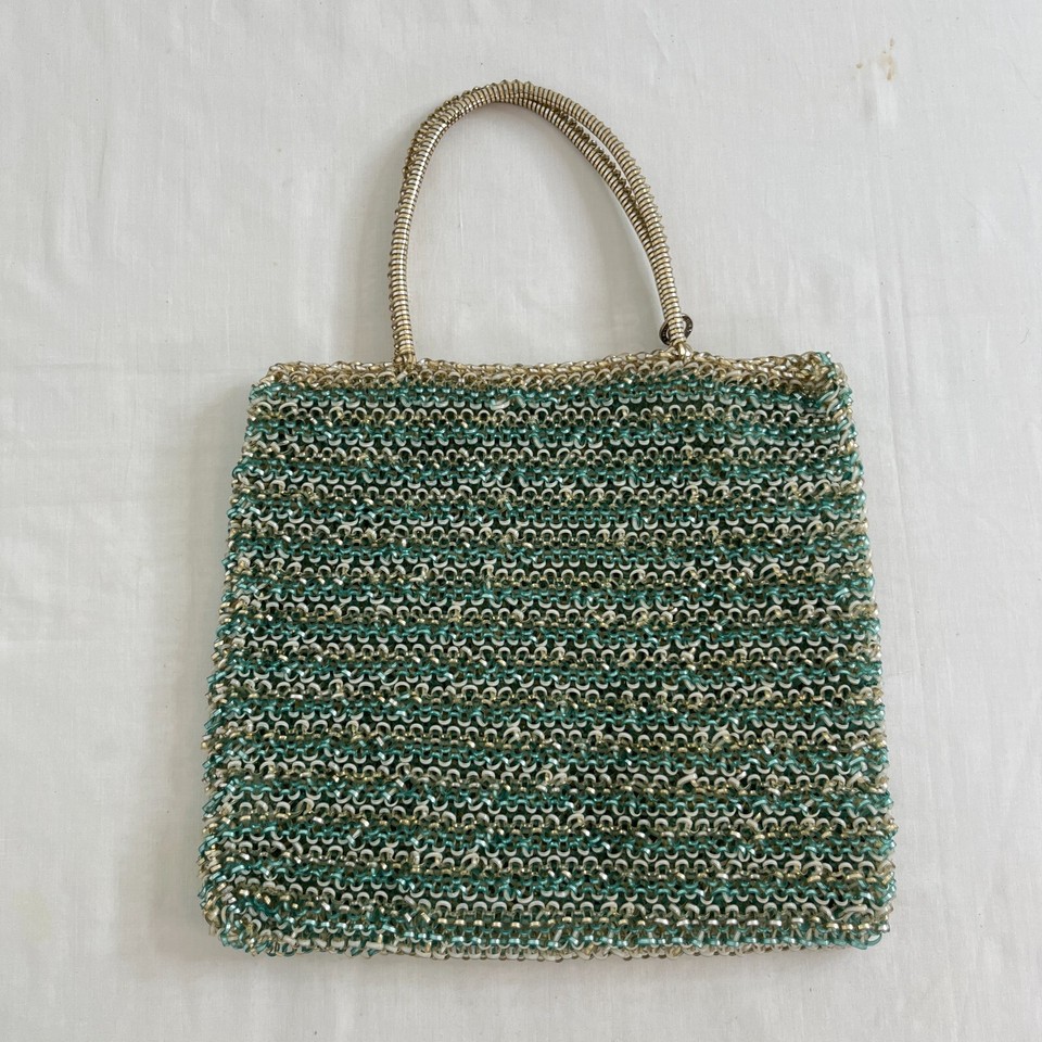 ANTEPRIMA Tote Bag Handbag Blue Gold White Mesh PVC Wire Square | eBay