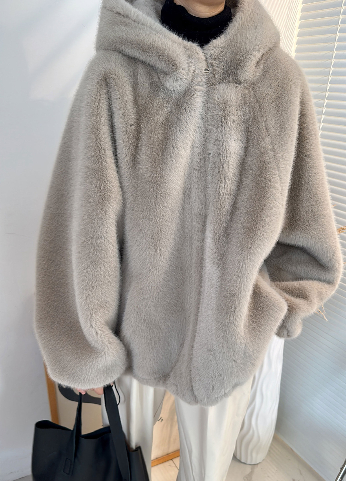 Women Imitation Mink Fur Coat Winter Hooded Loose Fit Outwear Warm ...