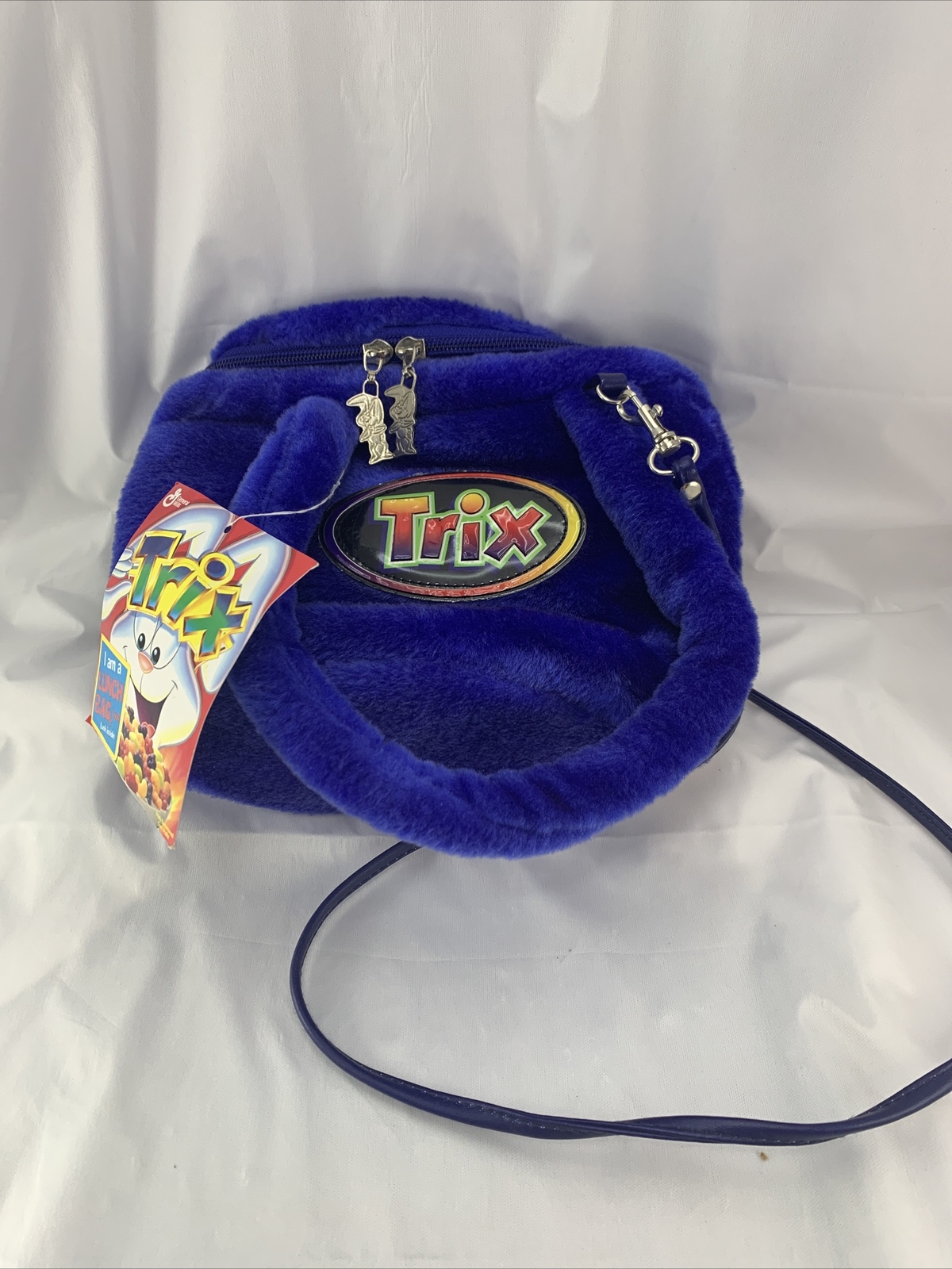 Rare Trix Cereal Blue Fuzzy Purse Lunch Bag W/Tag Lon… - Gem