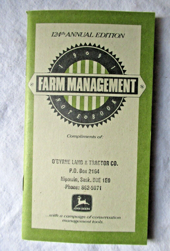 Vintage 124th Edition John Deere Pocket Notebook 1990 Farm Management ...