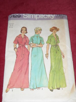 🌺1973 SIMPLICITY #6129-LADIES FLOOR LENGTH-FRONT ZIP DRESS-ROBE PATTERN ...