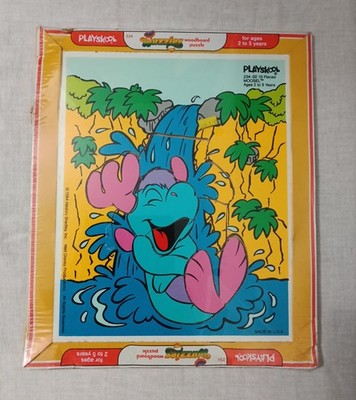 1984 PLAYSKOOL WUZZLES MOOSEL IN WATERFALL 234-02 WOOD PUZZLE 10 PIECES ...