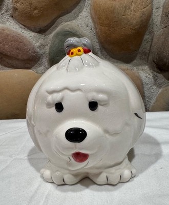 Wells Fargo White Shaggy Dog Piggy Bank “Year of the Dog” 2018 Ceramic ...