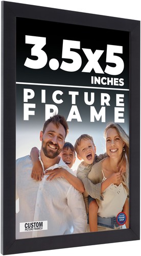 3.5x5 Frame Black Real Wood Picture Frame Width 0.75 inches | Interior ...