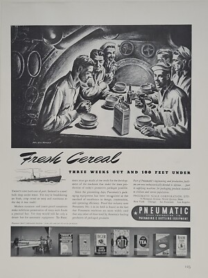 1942 Pneumatic Packaging Fortune WW2 Print Ad Q1 Cereal Navy Sailors ...