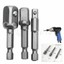 3 Sizes Socket Adapter Set Hex Shank 1/4" 3/8" 1/2" Impact Driver Drill ...