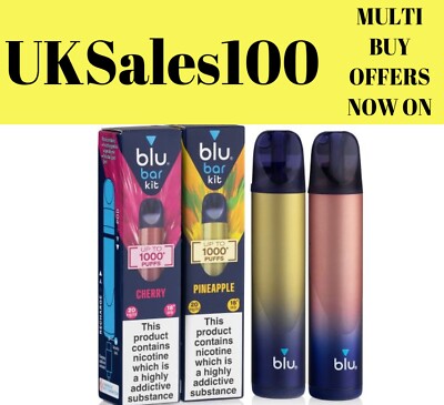 BLU BAR POD KIT ~ RECHARGABLE / REUSABLE ~ 2ml ~ TBD ~ 20MG ~ Genuine ...
