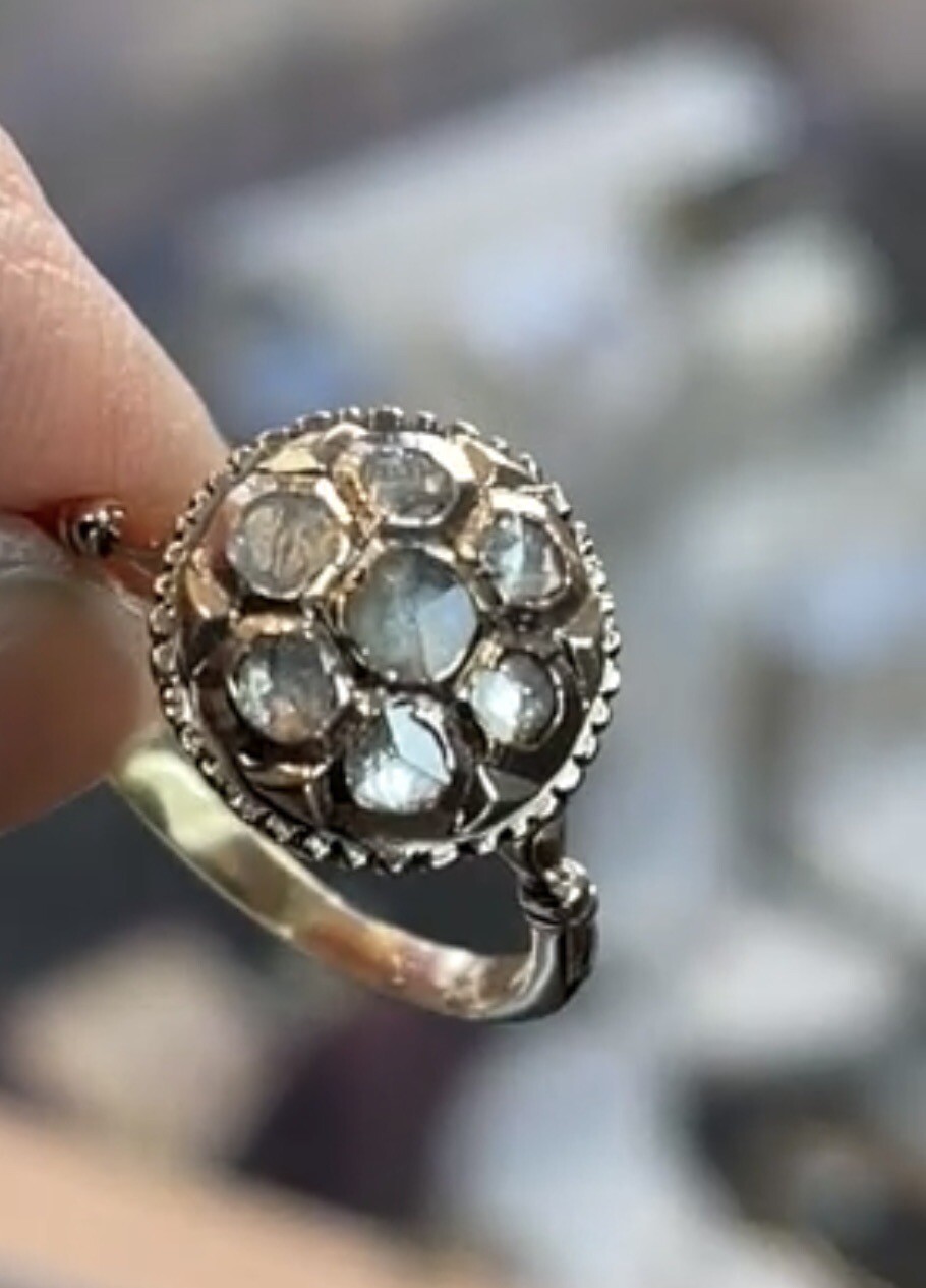 14k Antique Rose Cut Diamonds In Rose Gold Ring | eBay