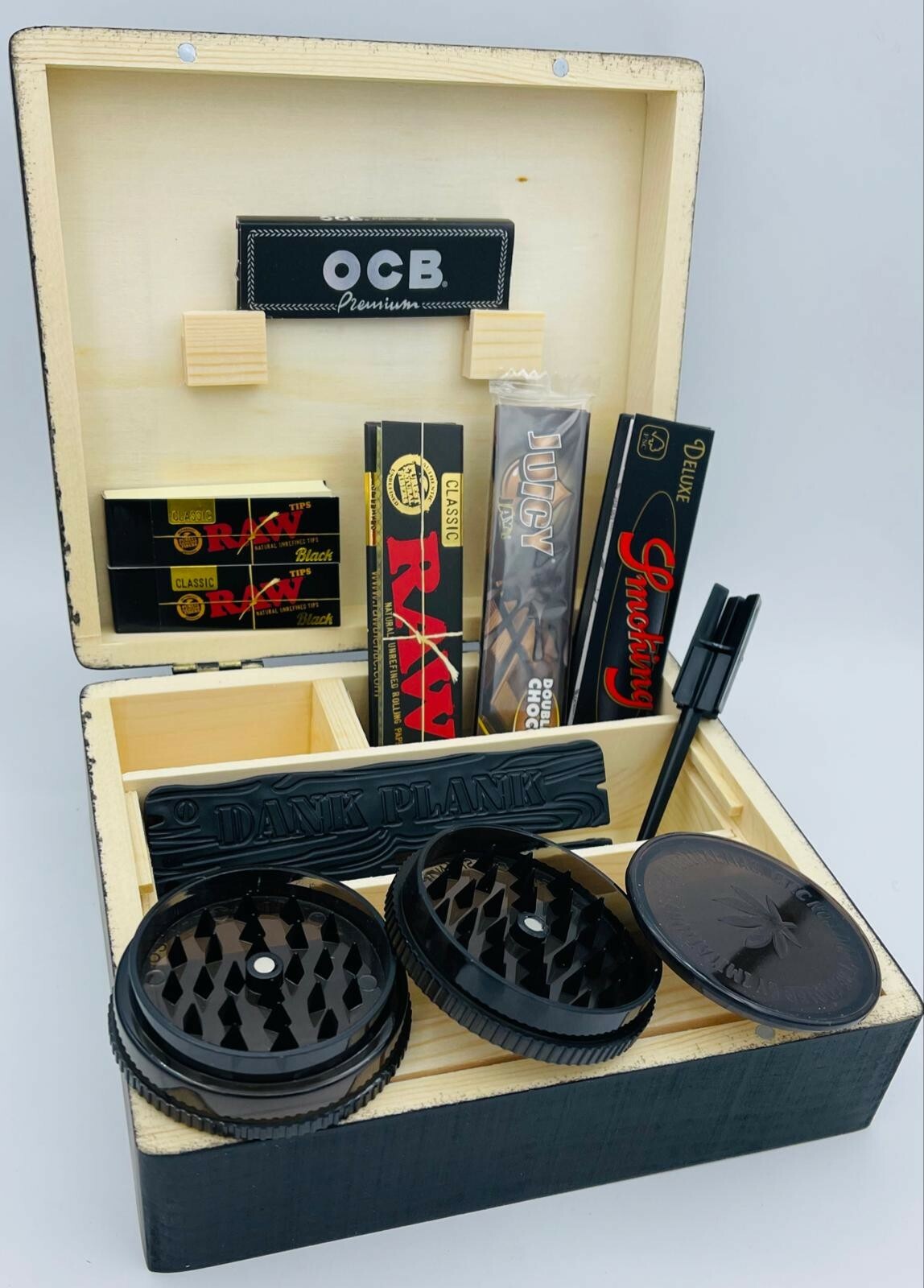 Black Wooden Rolling Box Rizla Raw OCB Papers Roach Dank Plank NO1 ...