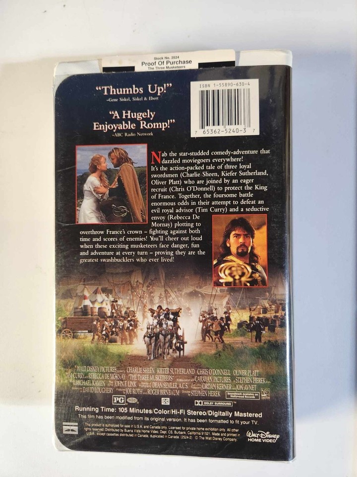 Walt Disney The Three Musketeers: All For One & One For All (VHS) | eBay
