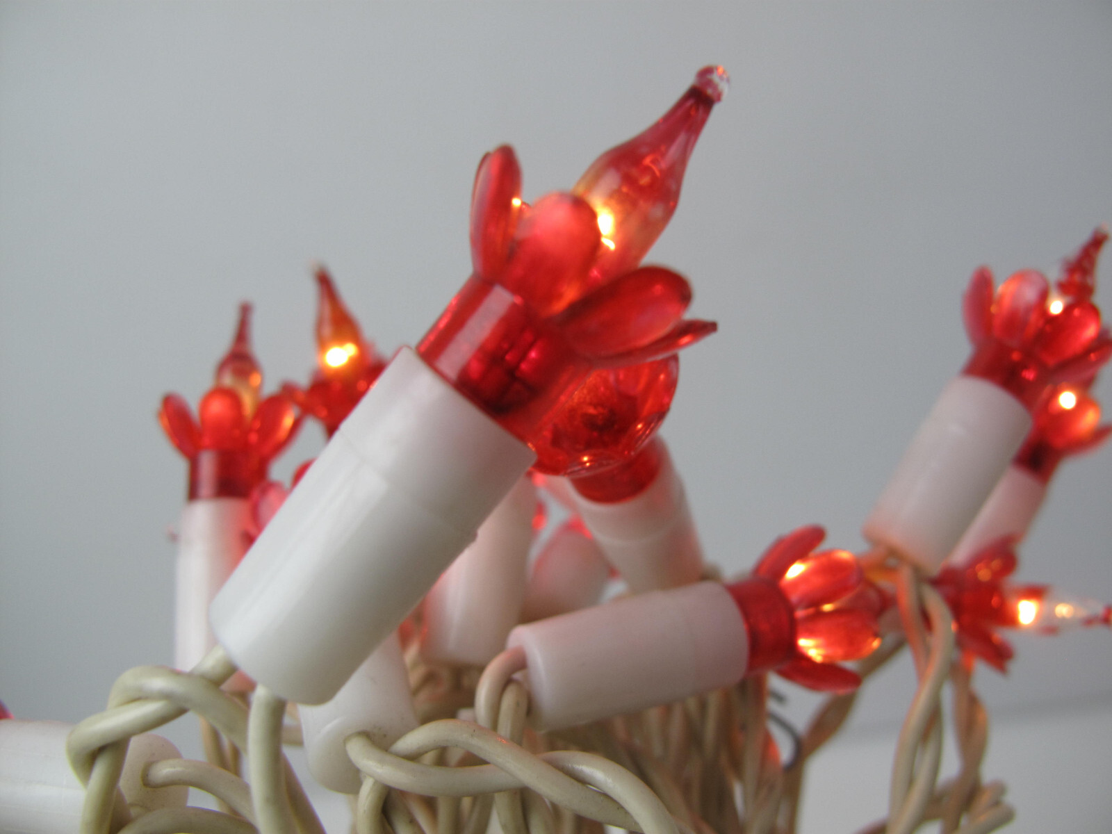 35 White wire String of Red Bulb flowers Christmas Lights Decoration | eBay