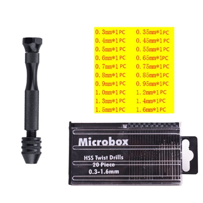 1 Set Professional Twist Drill Bits Precision Pin Vise Mini Micro Hand ...