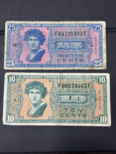 Military Payment Certificate Notes Series 541 Pair Of Notes 25 Cents ...