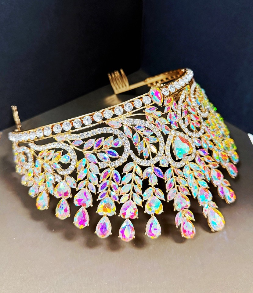 Quinceanera Headdress, Pageant Crown, Princess Gold Crown, Diamond ...