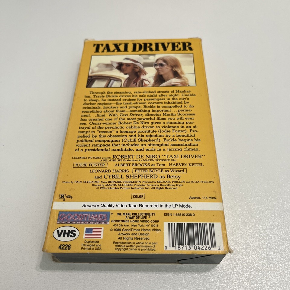 Taxi Driver (VHS, 1989) Robert De Niro Jodie Foster Martin Scorsese ...