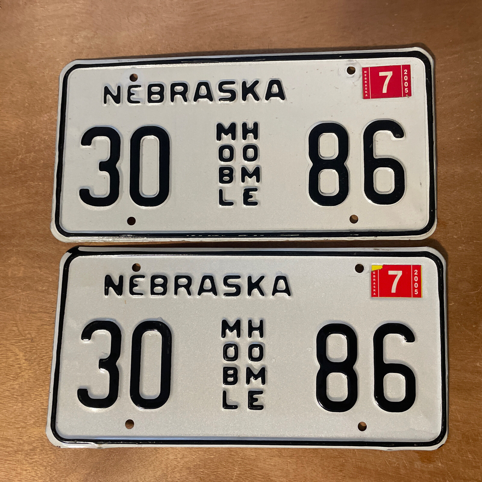 2005 Nebraska License Plate Pair Mobile Home # 30-86 | eBay