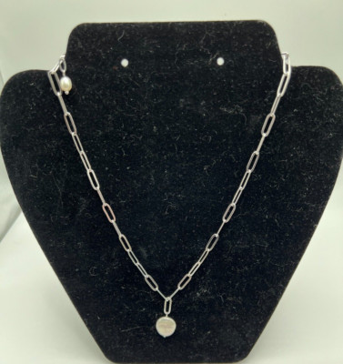 Daniela Swaebe Silver Necklace With Pearl Colored Detail | eBay