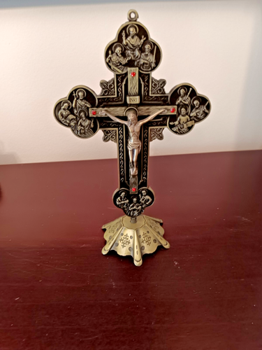 Antique Bronze INRI Catholic Religious Altar Standing Wall Crucifix ...