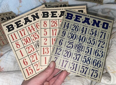 Vintage Beano Bingo Game Cards -Set Of 3- Milton Bradley Junk Journal ...