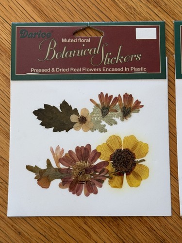 DARICE Botanical Stickers REAL Pressed/Dried FLOWERS~Lot of 2 Different ...