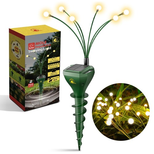 4 Pack Mole Repellent for Lawns Solar Powered Gopher Repeller Stakes ...