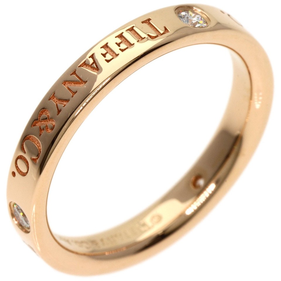 TIFFANY&Co. Flat Band 3P Diamond Ring K18 Pink Gold Ladies [Used] | eBay