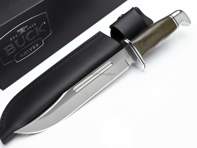 Buck 120 General Pro S35VN Fixed Blade Hunting Knife Green Micarta USA ...