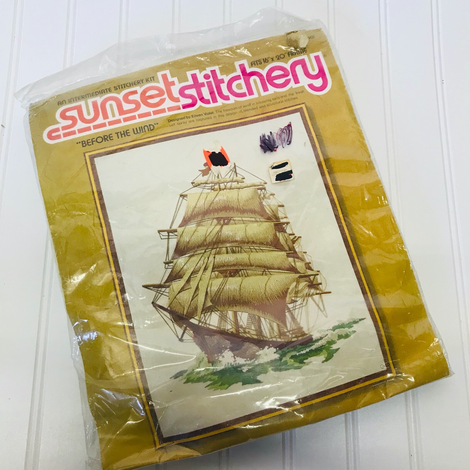 Sunset Stitchery 2501 Before The Wind Tall Ship Crewel Embroidery Kit ...