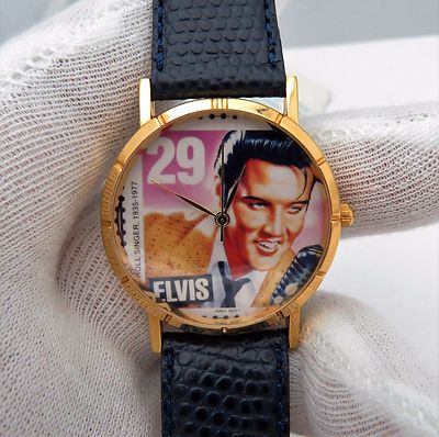 ELVIS, Stamp Watch, Round Dial, Hi End French Leather Band, UNISEX ...