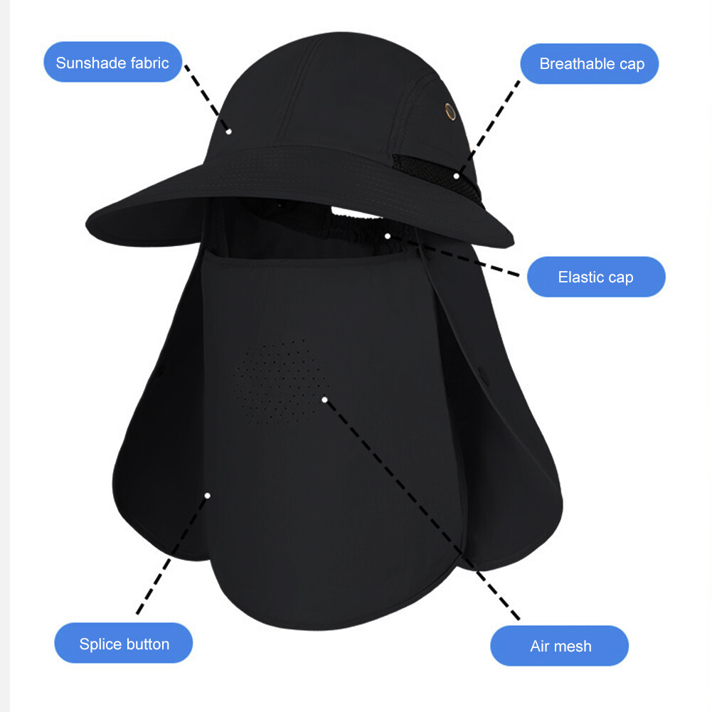 Detachable Fishing Hat Breathable Sun Protection Cap Wide Brim for ...