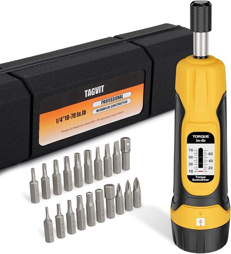 Screwdriver, 10-70 in-lbs Torque Wrench Screwdriver Set, 1/4” Drive ...
