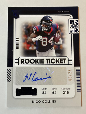 Nico Collins 2021 Panini Contenders Rookie Ticket Autograph /23 ...