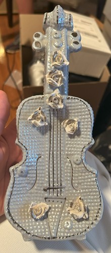 Vintage Ceramic Violin Wall Art – Roses & Pearl Glaze – Shabby Chic ...