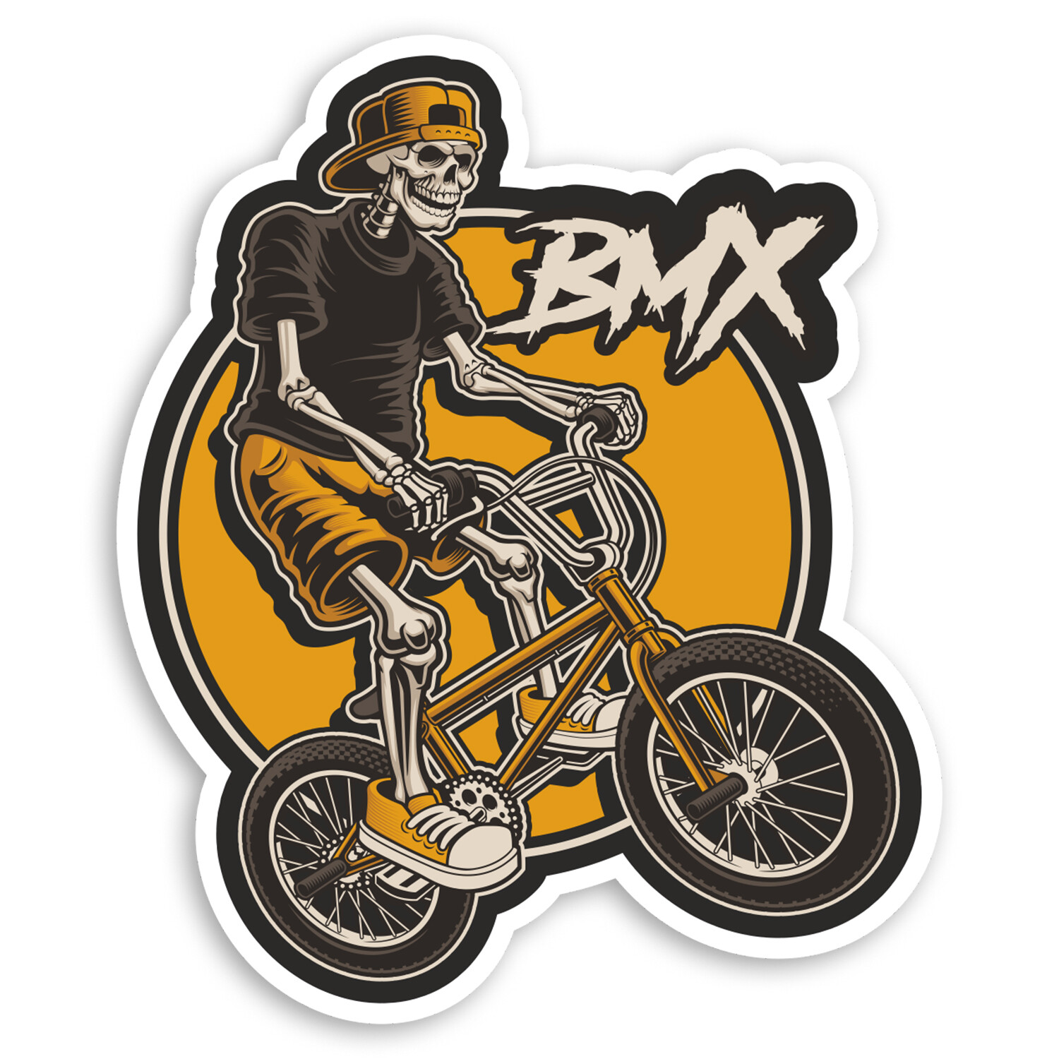 2 x 10cm Skeleton BMX Vinyl Stickers - Skull Biker Cool Laptop Sticker ...