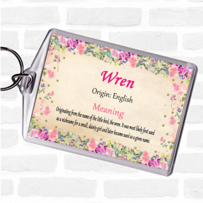 Wren Name Meaning Bag Tag Keychain Keyring Floral | eBay UK