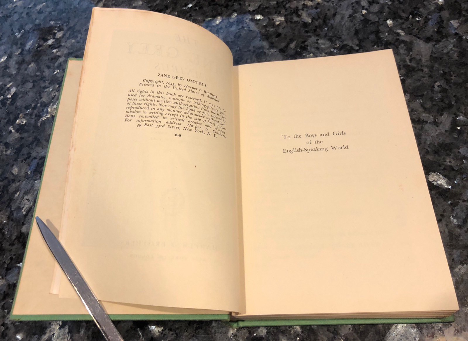 THE ZANE GREY OMNIBUS 1943 Harper, 1st print, Gentles, jacket -Round-Up ...