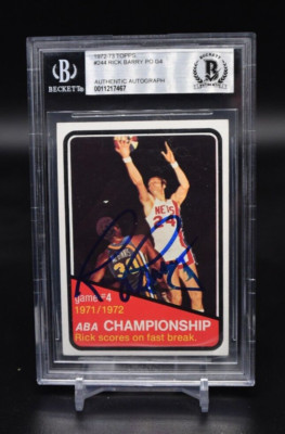 Rick Barry Signed 1972-73 Topps ABA Championship #244 BGS Authentic ...