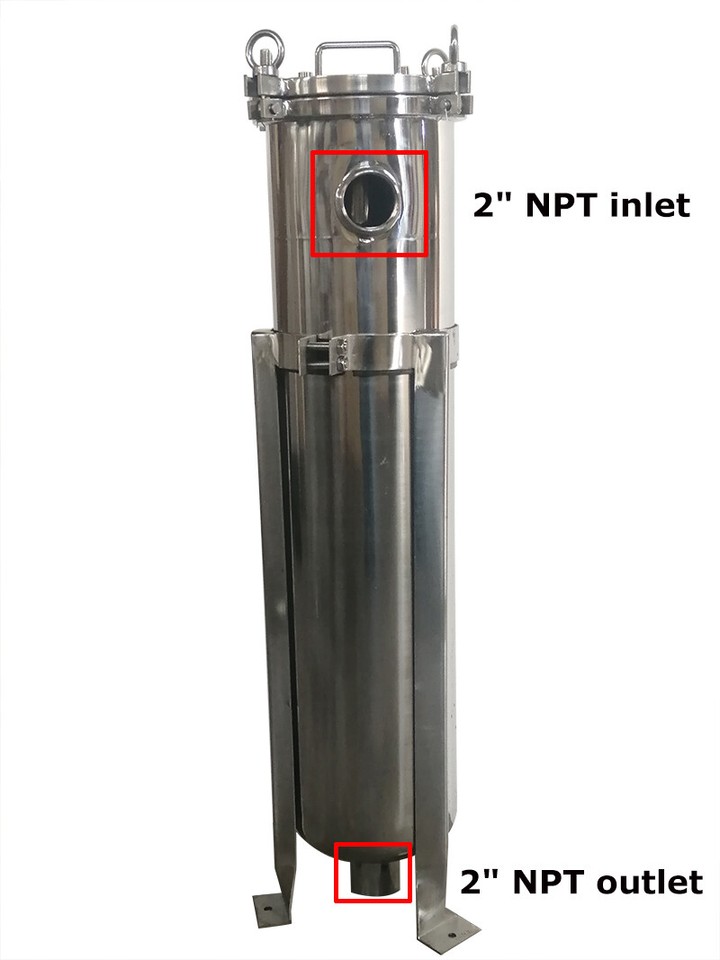 2" NPT In/Outlet Bag Filter Housing Stainless Steel 100 Psi #2 Bag ...