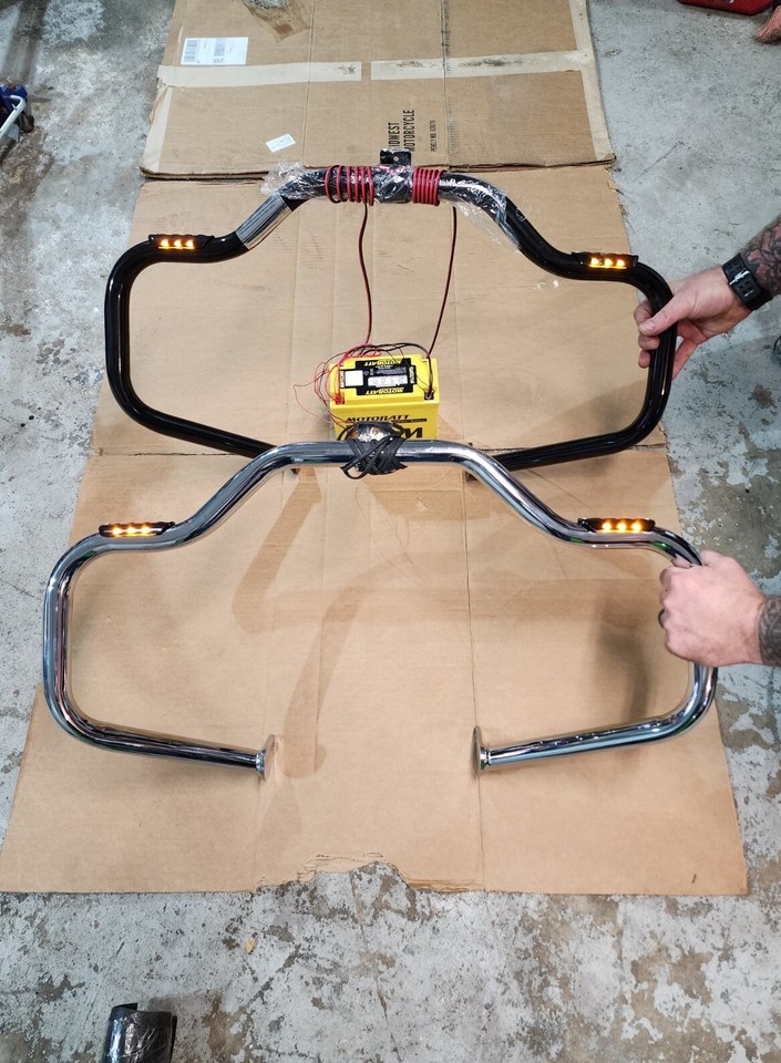 Mustache LED FRT Guard Front Highway Crash Bar CHROME 09/UP Harley ...